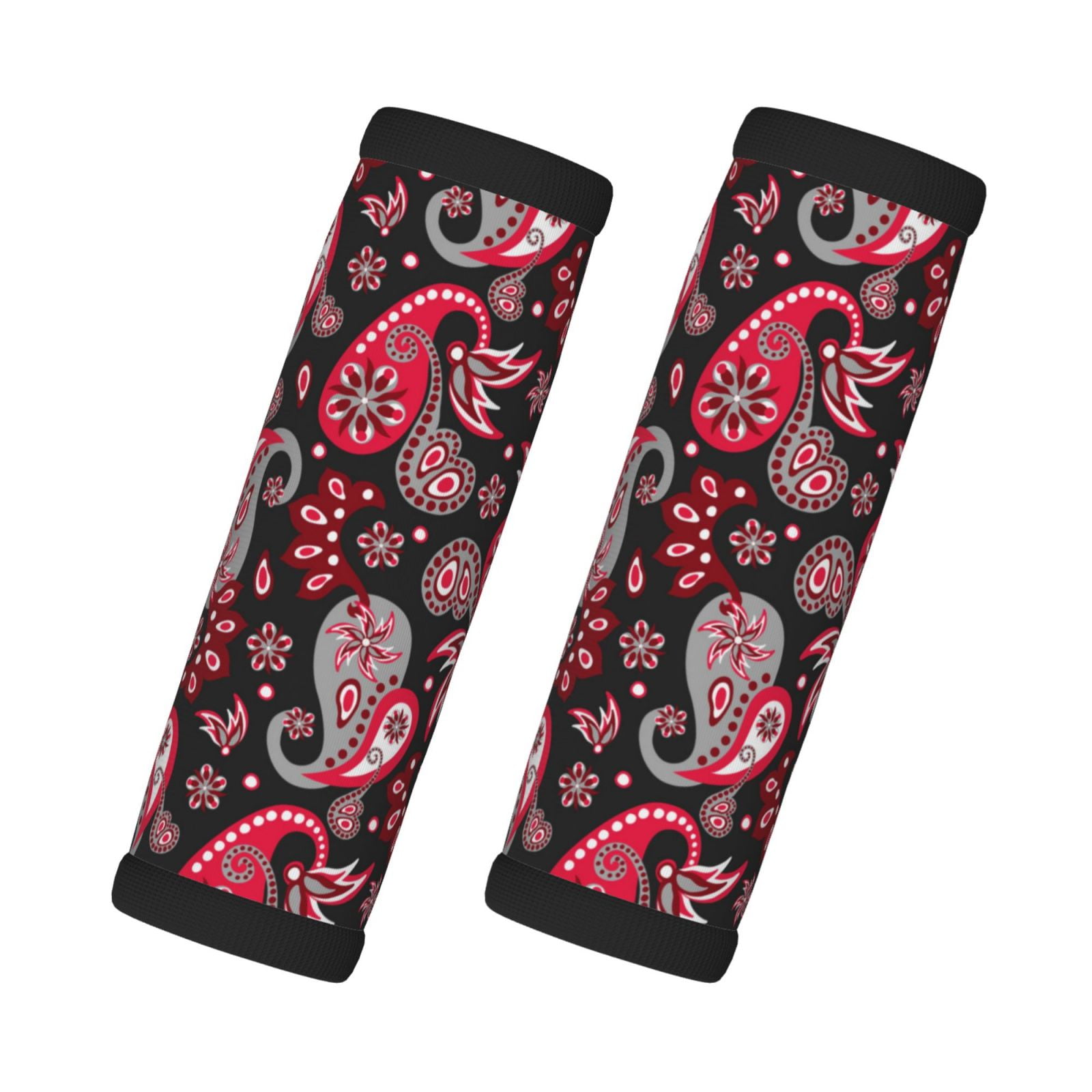 Luggage Handle Wraps for Suitcase Red Gray Black Paisley Suitcase Tags ...