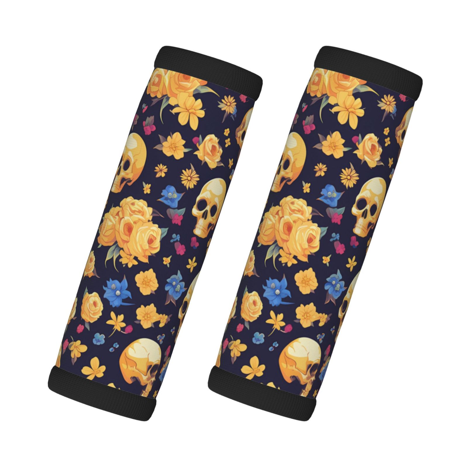 Luggage Handle Wraps for Suitcase Skull gold flower Suitcase Tags ...