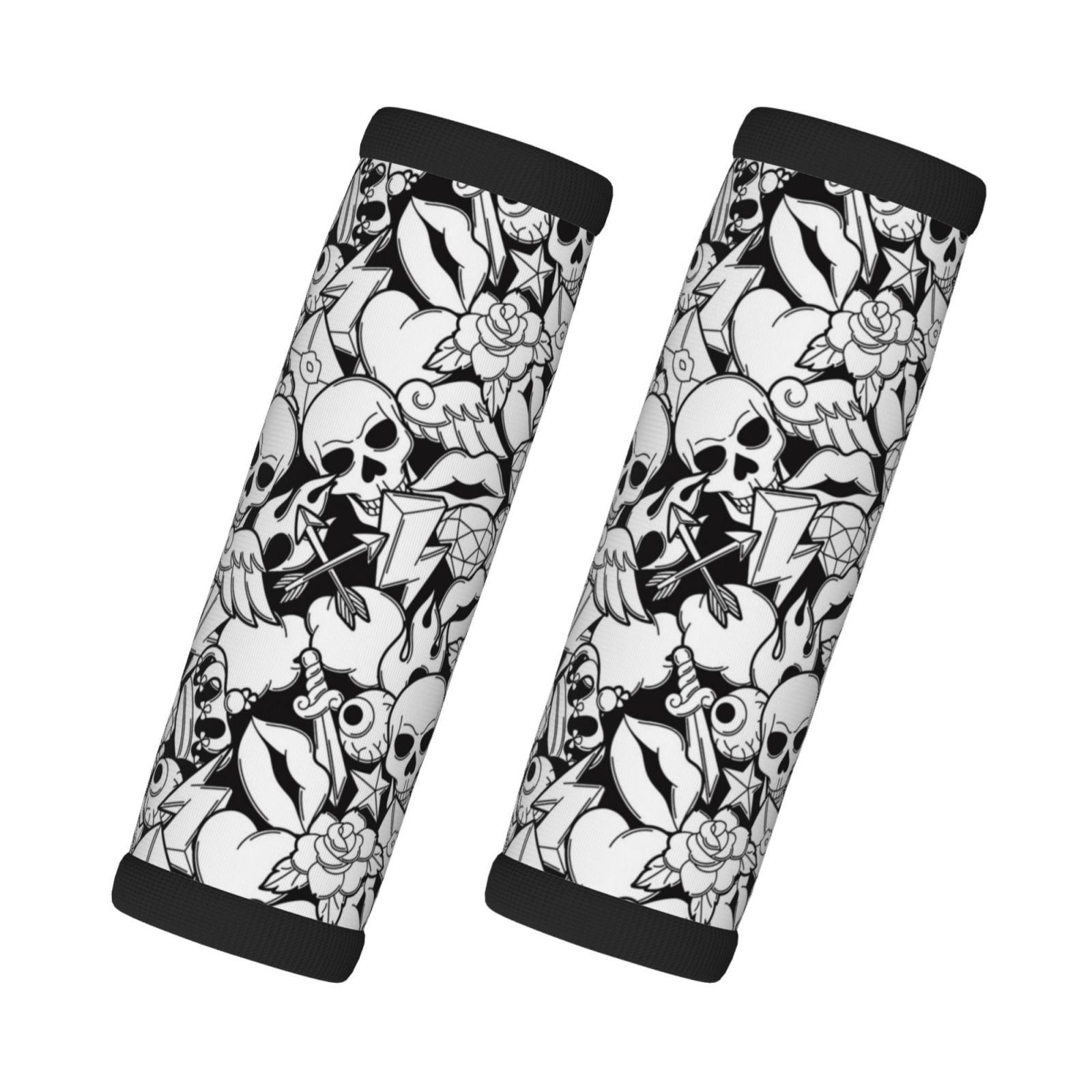 Luggage Handle Wraps for Suitcase black white skull Suitcase Tags ...