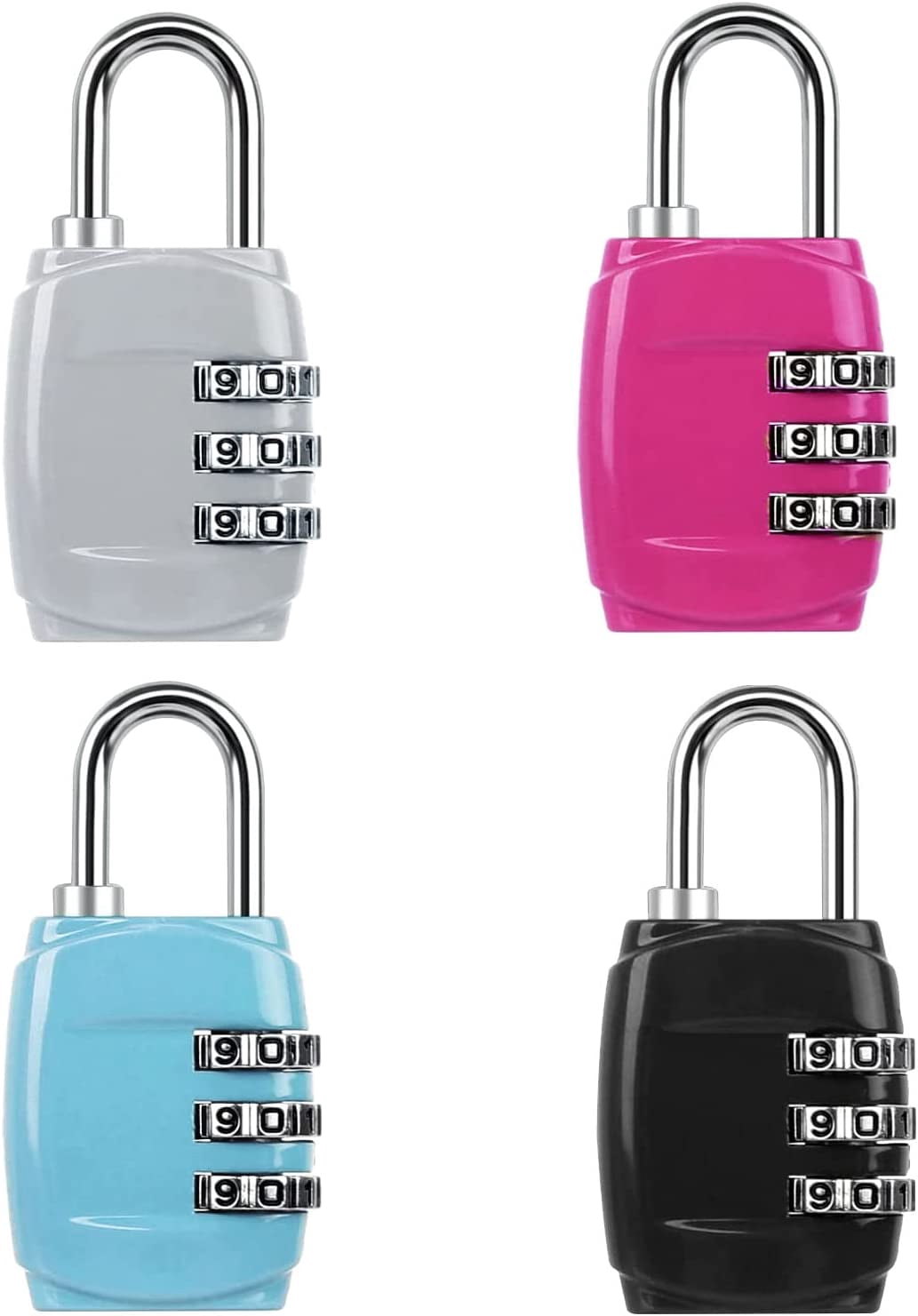 Luggage Locks Combination Padlocks - 4 Pieces 3 Digit Codes for Travel ...