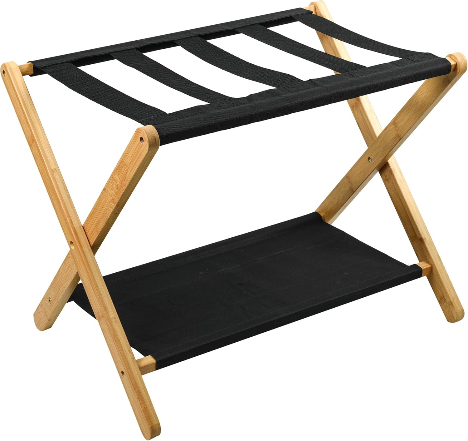 Luggage Rack, Folding Suitcase Stand with Storage Shelf,Bamboo Luggage ...