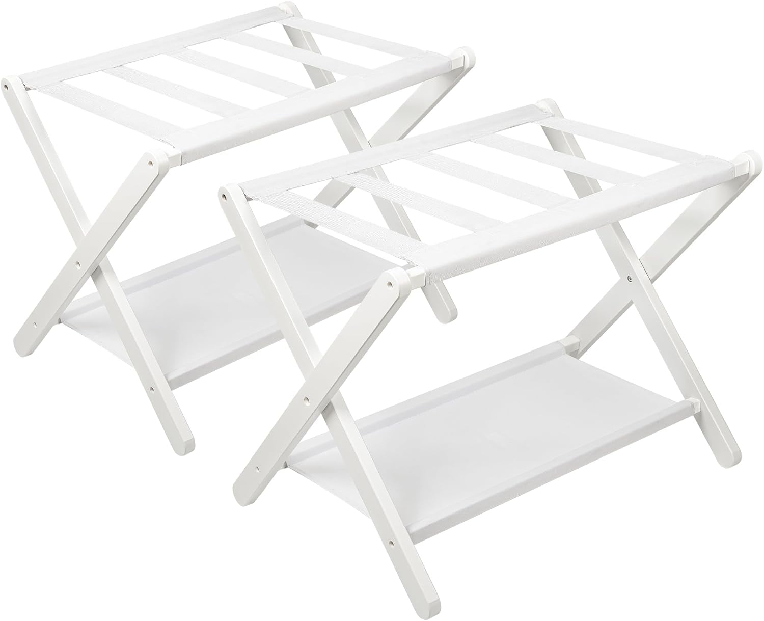 Luggage Rack, Folding Suitcase Stand with Storage Shelf Set of 2 ...