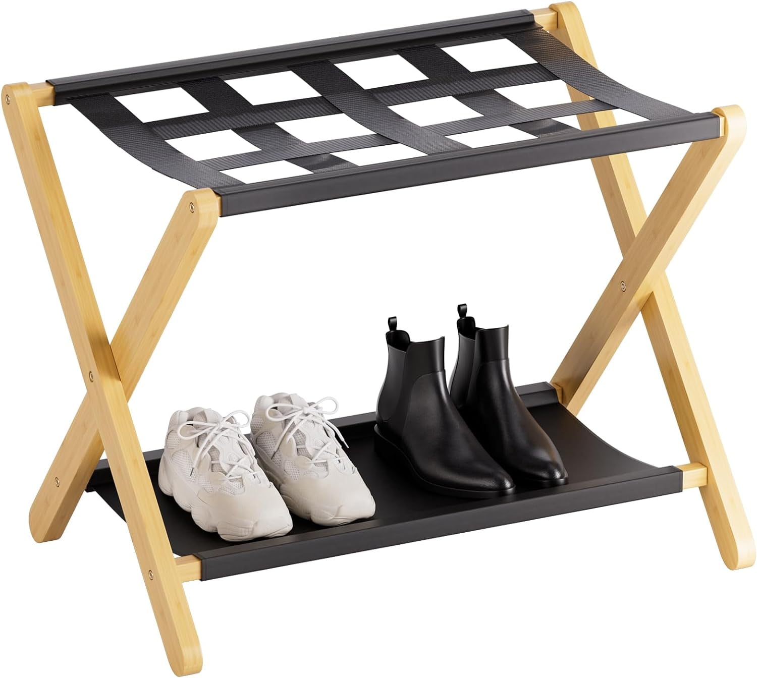 Luggage Rack, Folding Suitcase Stand for Guest Room, Bamboo Luggage ...