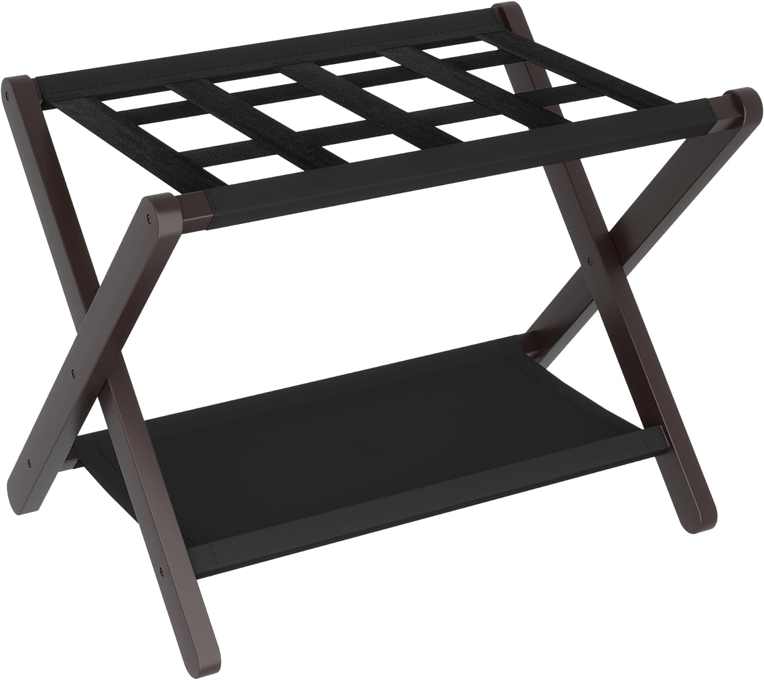 Luggage Rack, Folding Suitcase Stand with Storage Shelf, Heavy-Duty ...