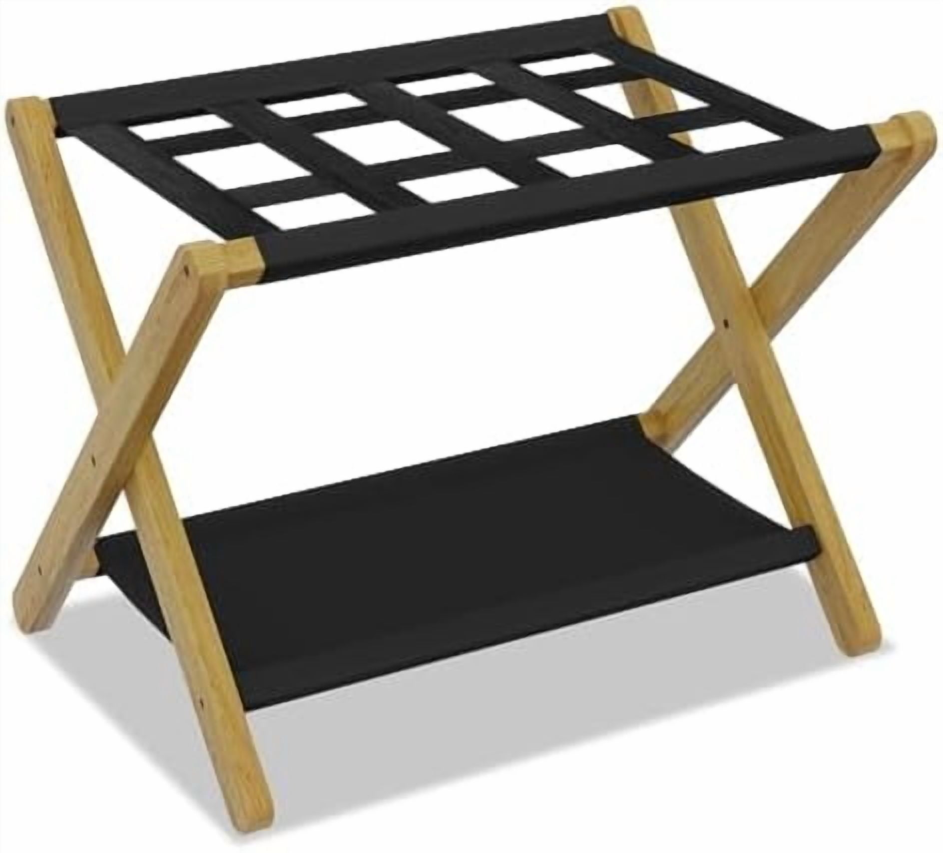 Luggage Rack, Folding Suitcase Stand with Storage Shelf, Heavy-Duty ...