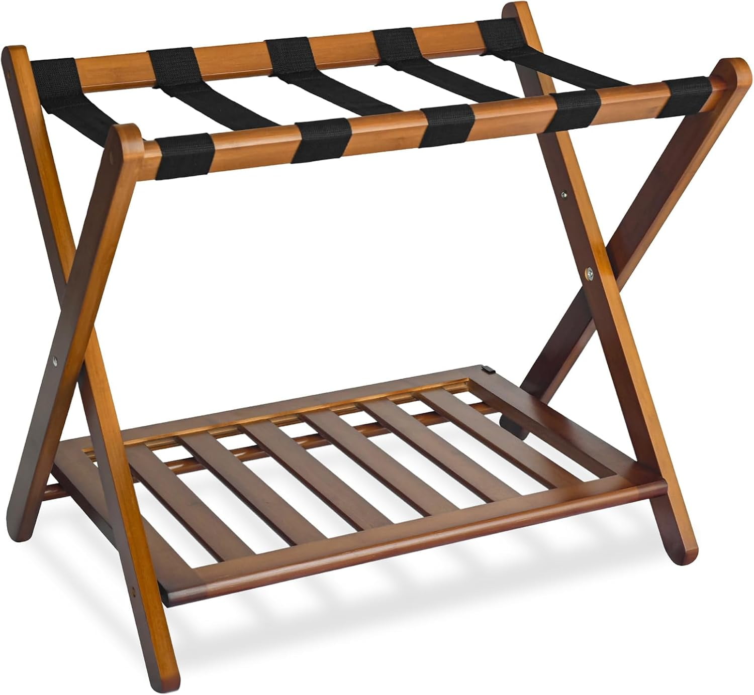 Luggage Rack，Folding Suitcase Stand with Storage Shelf，Luggage Stand ...