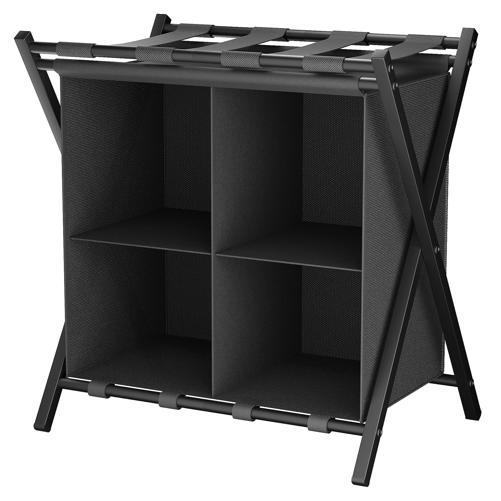 Luggage Rack for Guest Room, Folding Suitcase Stand with Fabric Storage ...
