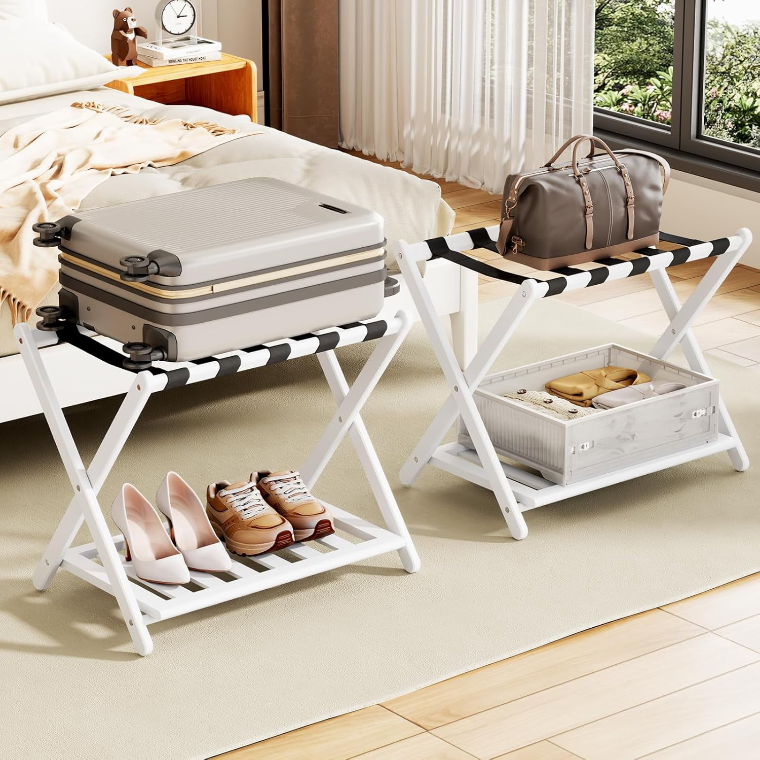 Luggage Rack for Guest Room - Set of 2 Full Assembled Luggage Rack ...