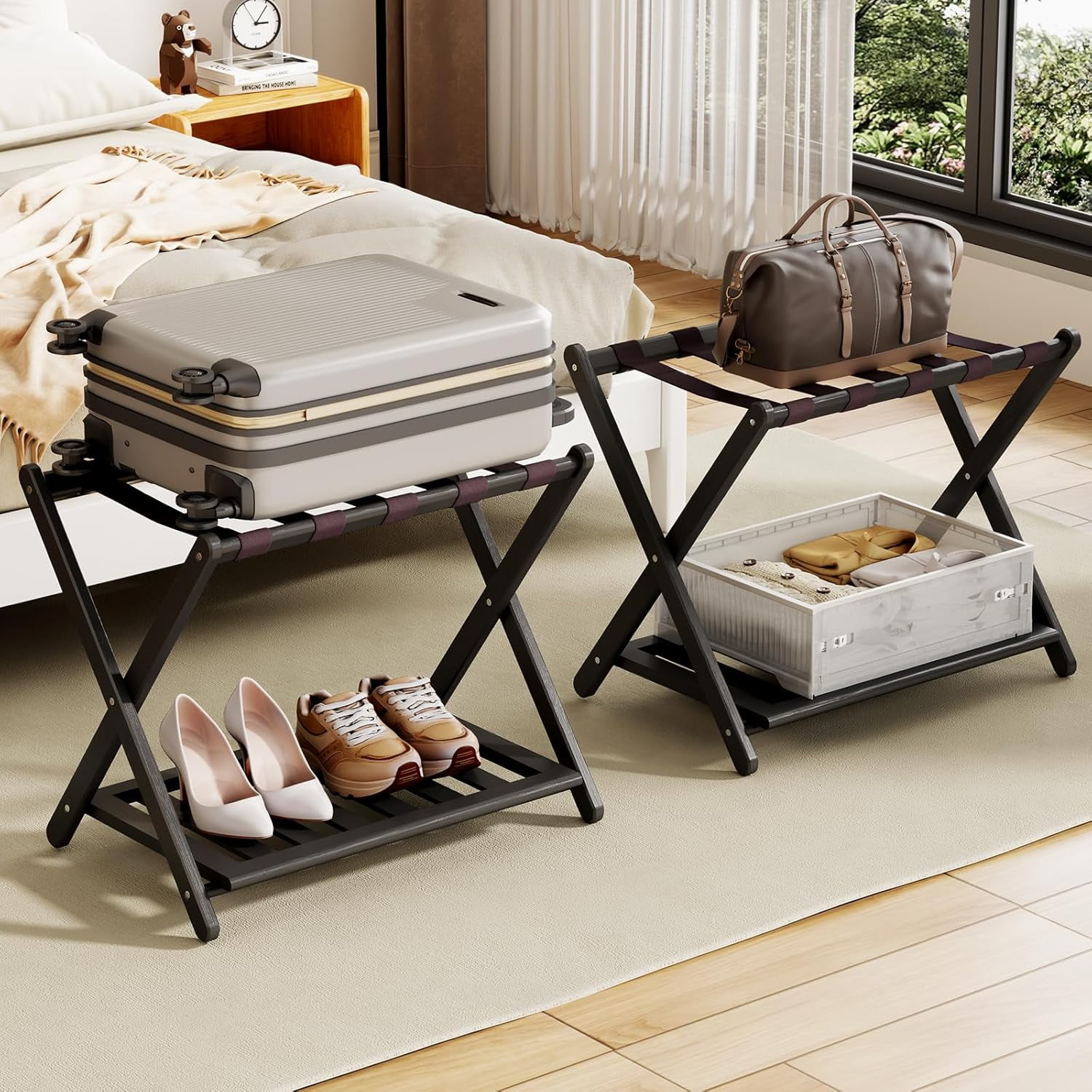 Luggage Rack for Guest Room - Set of 2 Full Assembled Luggage Rack ...