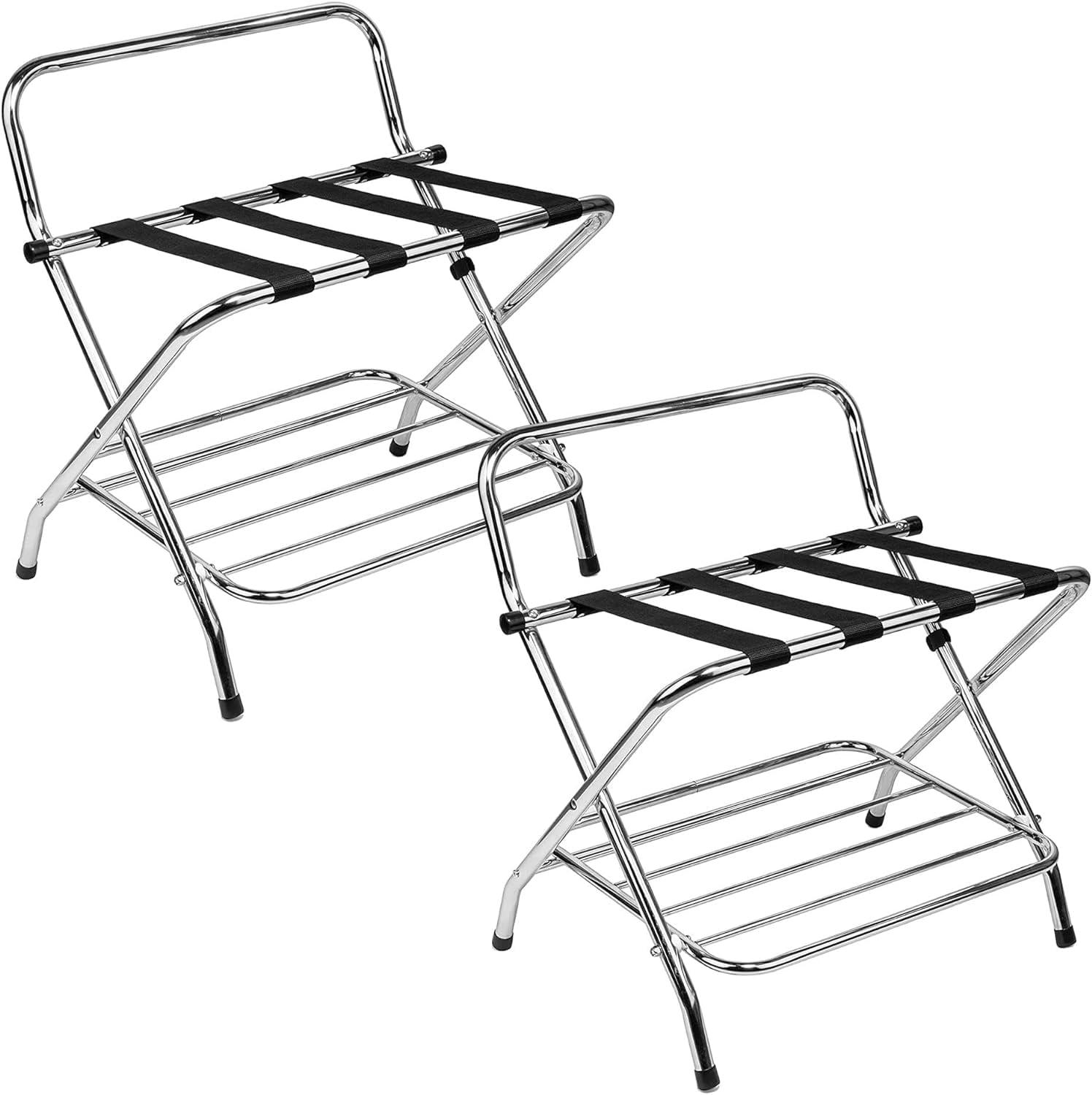 Luggage Rack-Double Tier with High Back, Chrome, Self Asssembly ...