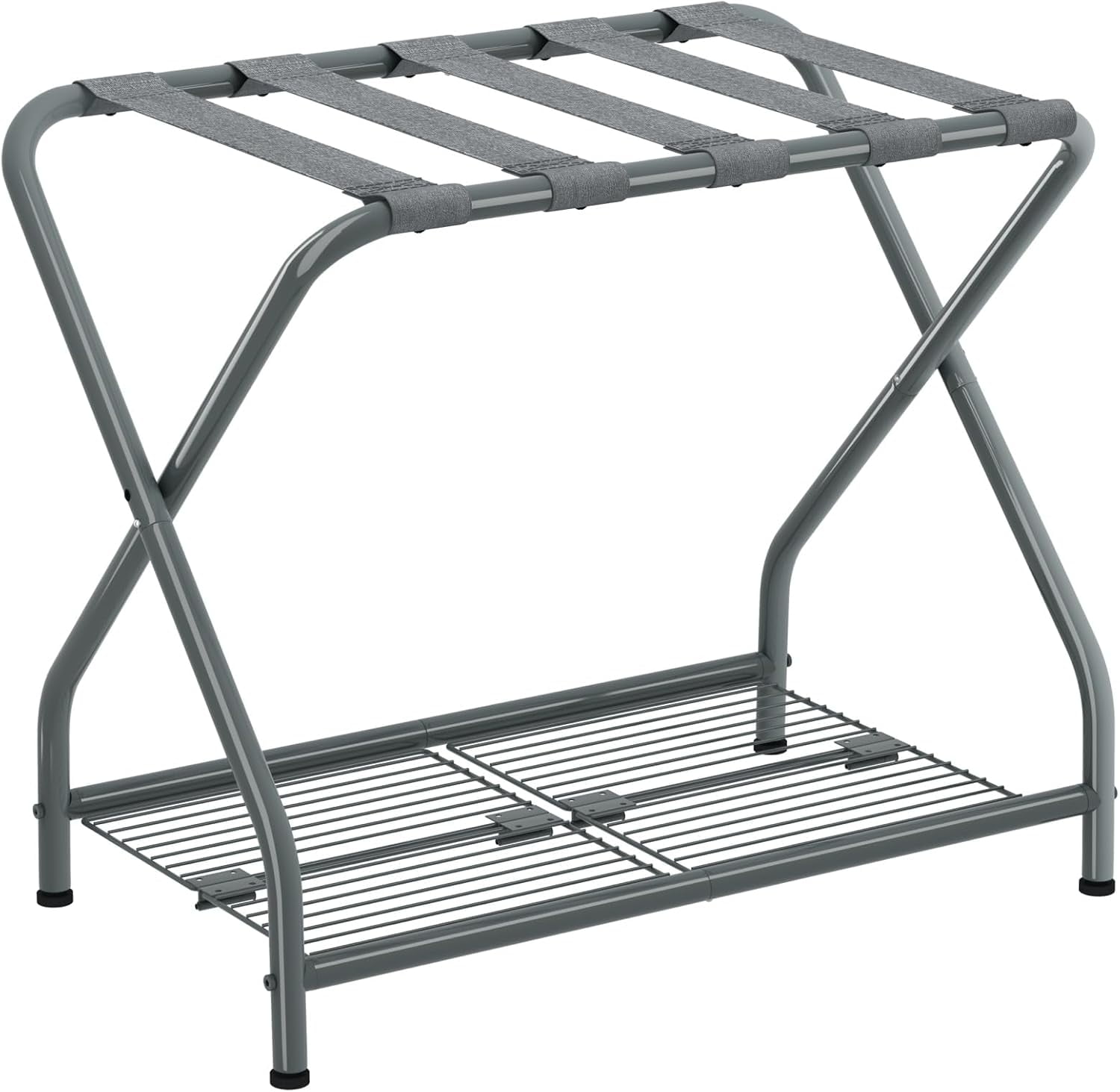 Luggage Rack, Set of 2, Suitcase Stand with Storage Shelf, Foldable ...
