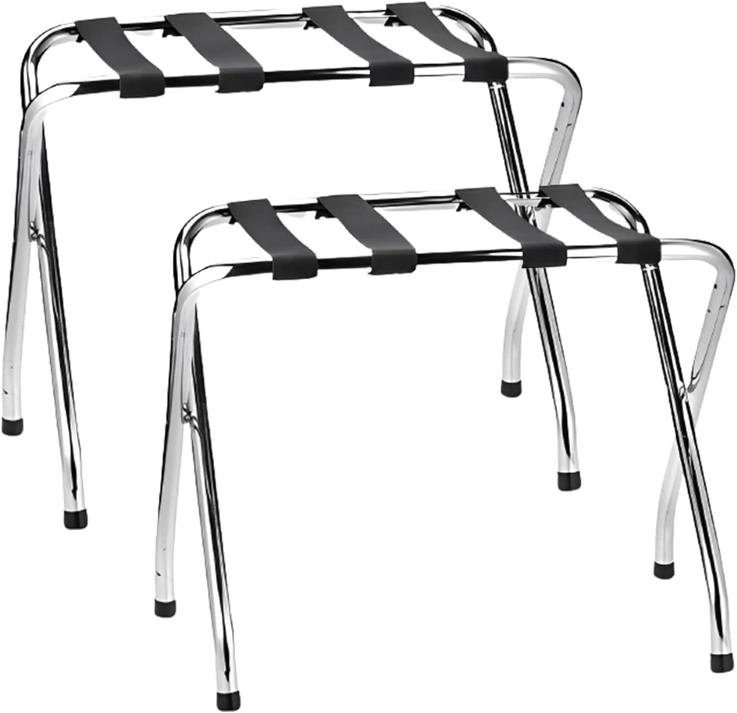 Luggage Rack Single Tier Foldable Sturdy with Nylon Straps & Rubber ...