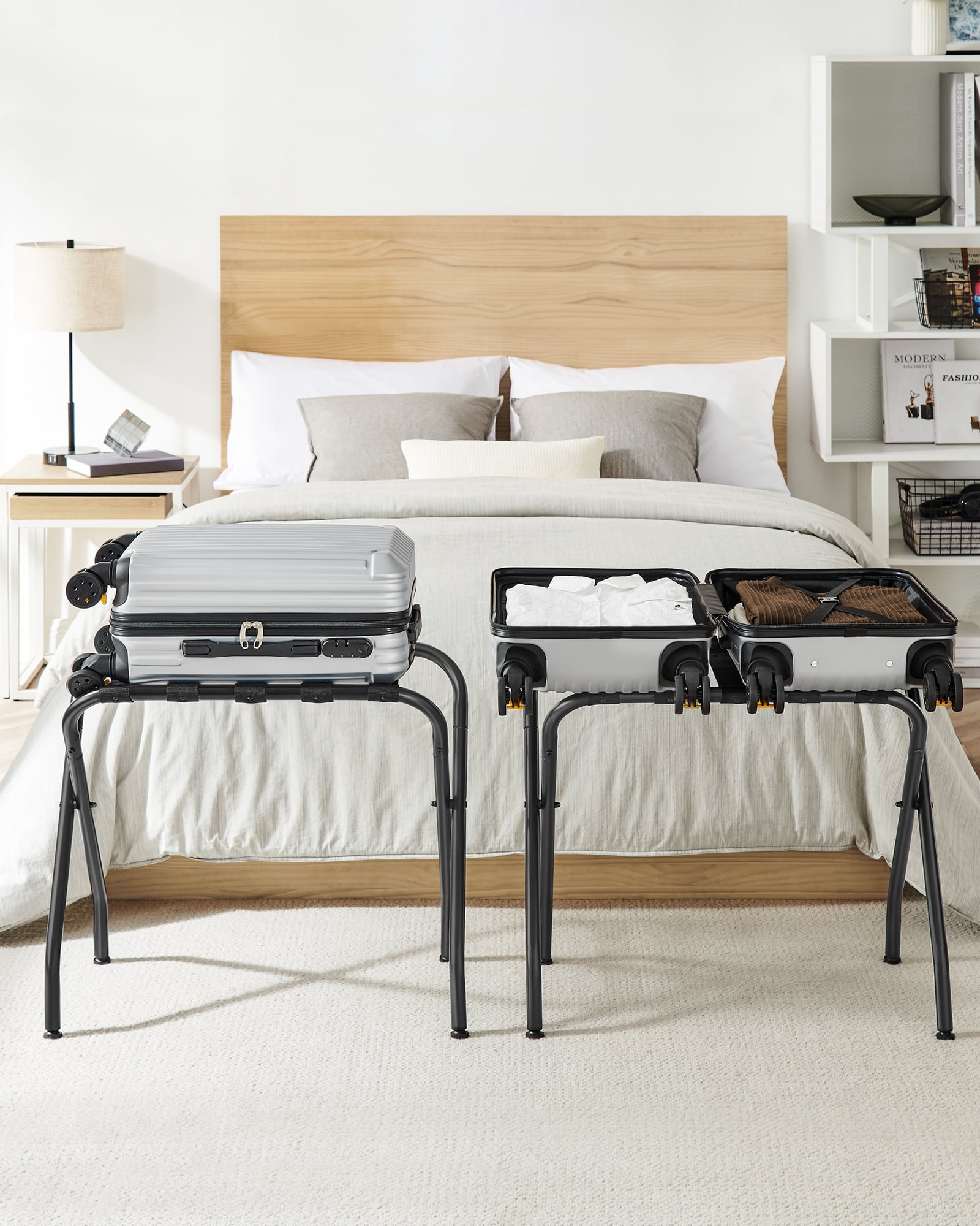 2-Packable Heavy-Duty Luggage Racks, Foldable Steel Frame Suitcase ...