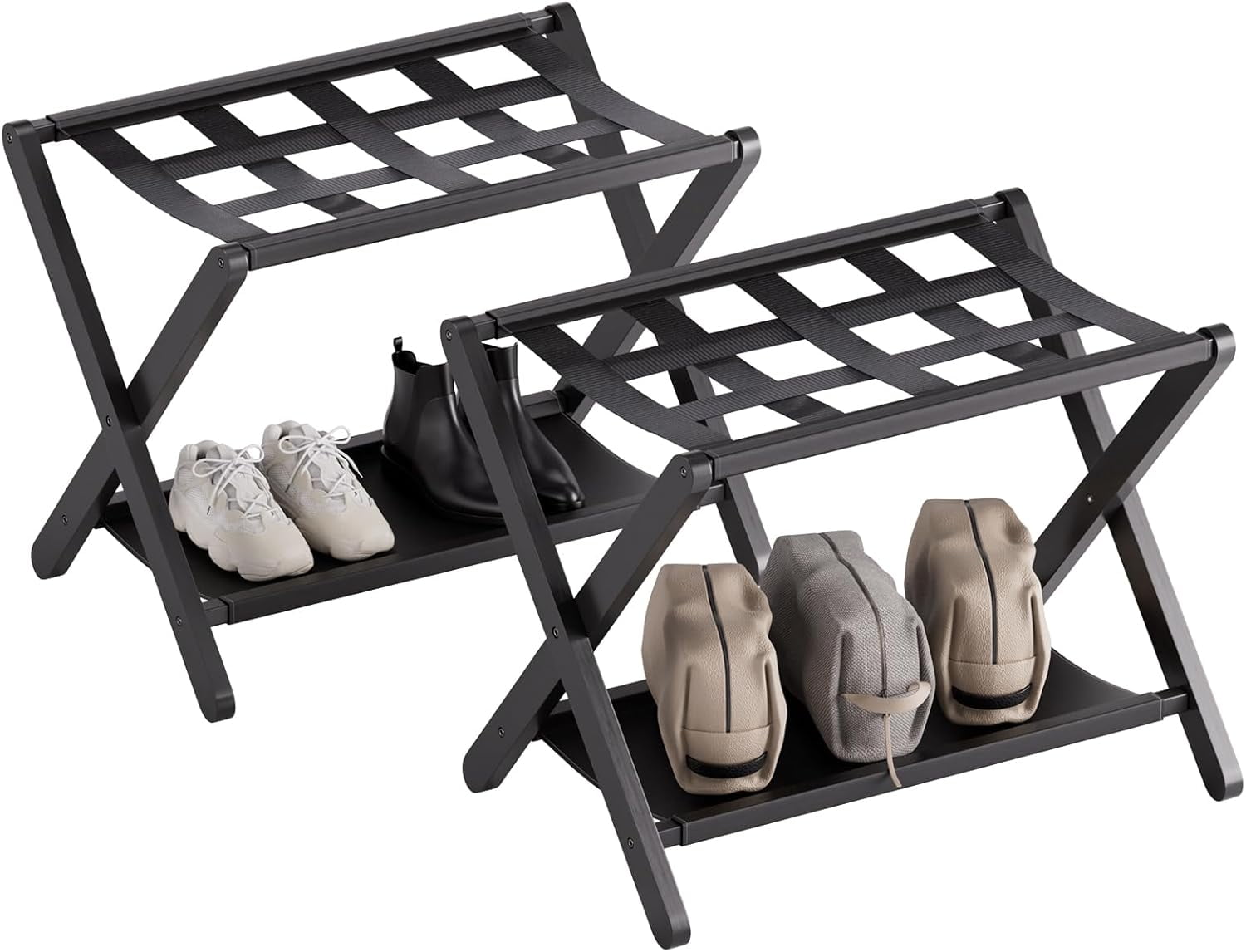 Luggage Rack for Guest Room, Pack of 2, Suitcase Stand Folding Bedroom ...