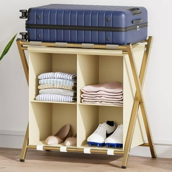 Luggage Rack with storage, Guest Room Folding Suitcase Stands, Holds up ...