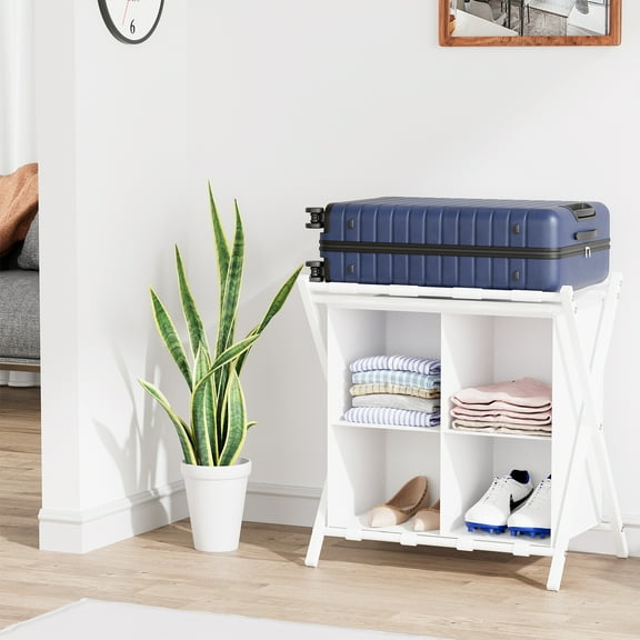 Luggage Rack with storage, Guest Room Folding Suitcase Stands, Holds up ...