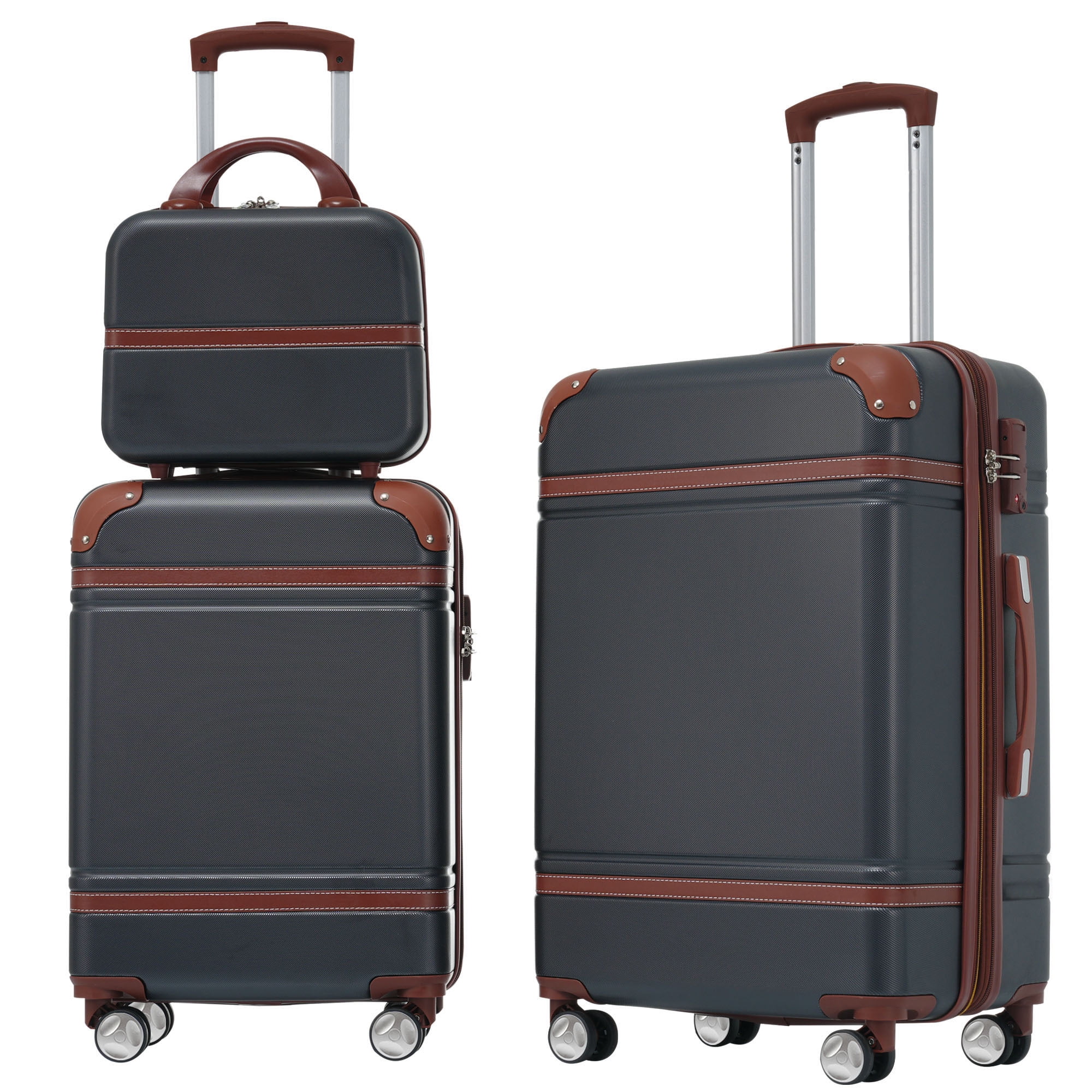 Luggage Set of 3 with 12" Cosmetic Case, 20"/24" Expandable Hardshell ...