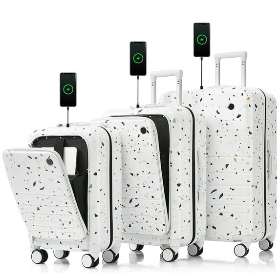 Luggage Set of 3, 20, 24, 28inch with USB Port, 20, 24inch with front ...