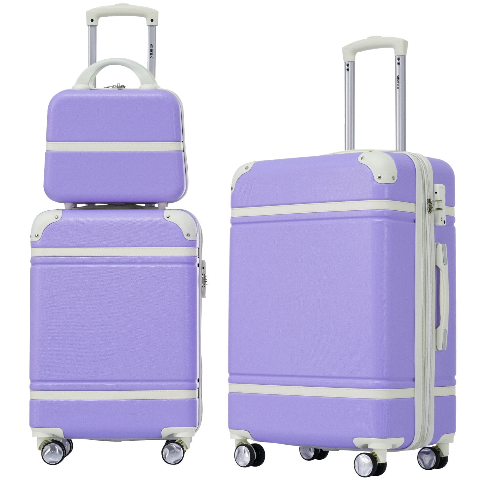 Luggage Set of 3, A 12" Cosmetic Case and 20"/24" Expandable Hard-shell ...