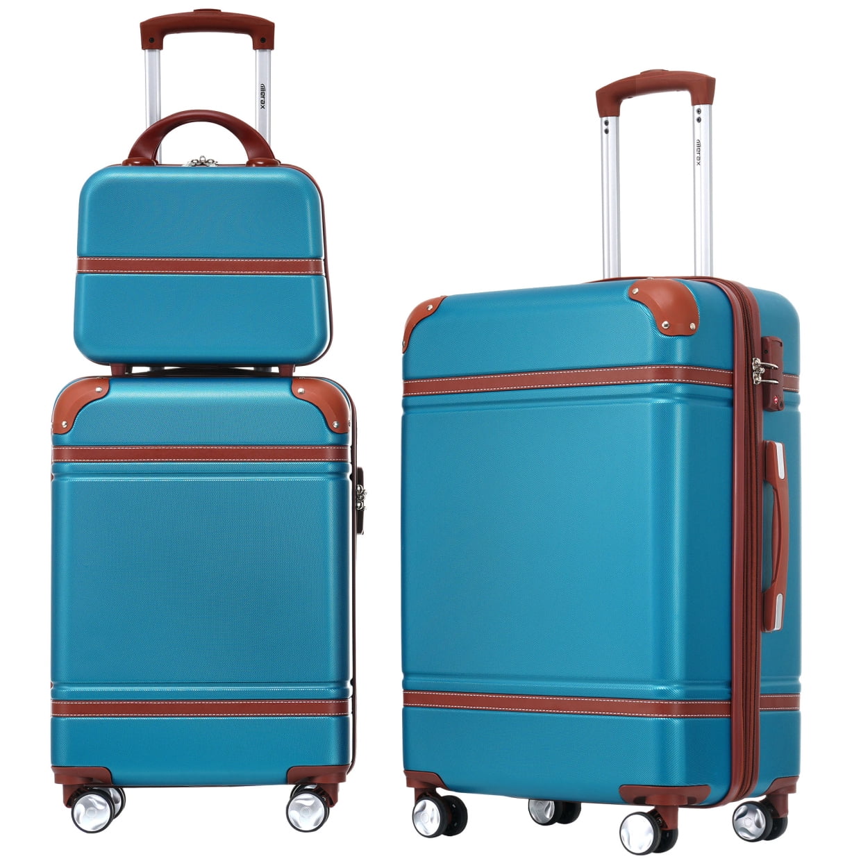 Luggage Set of 3, A 12" Cosmetic Case and 20"/24" Expandable Hard-shell ...