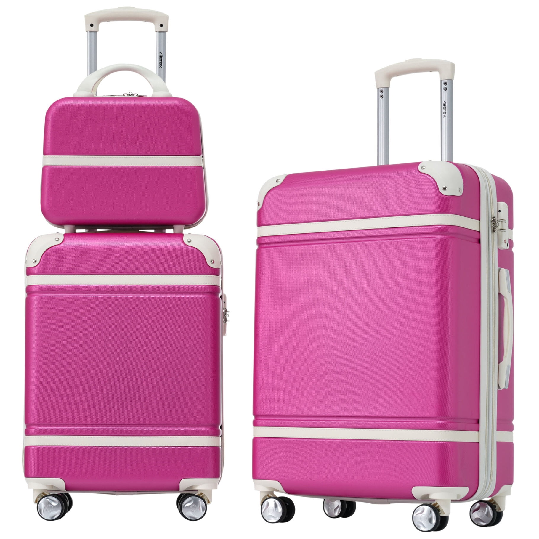 Luggage Set of 3, A 12" Cosmetic Case and 20"/24" Expandable Hard-shell ...