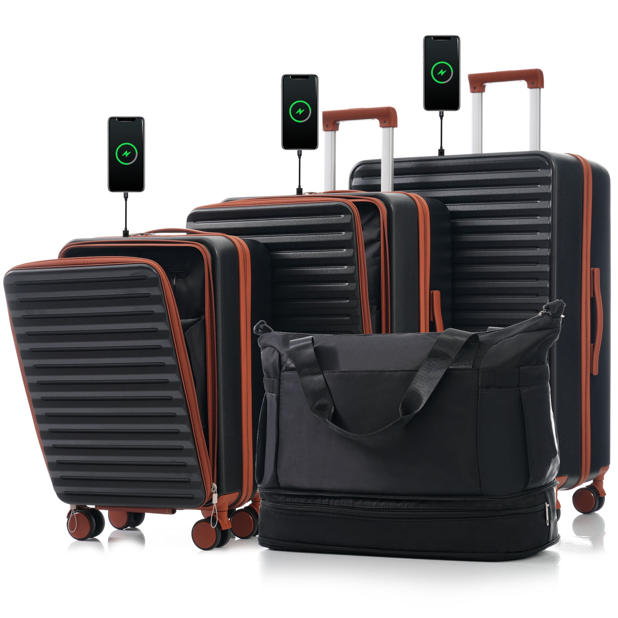 Luggage Set of 4, 20/24/28" Hard Shell Luggage +Expandable Travel Bag ...