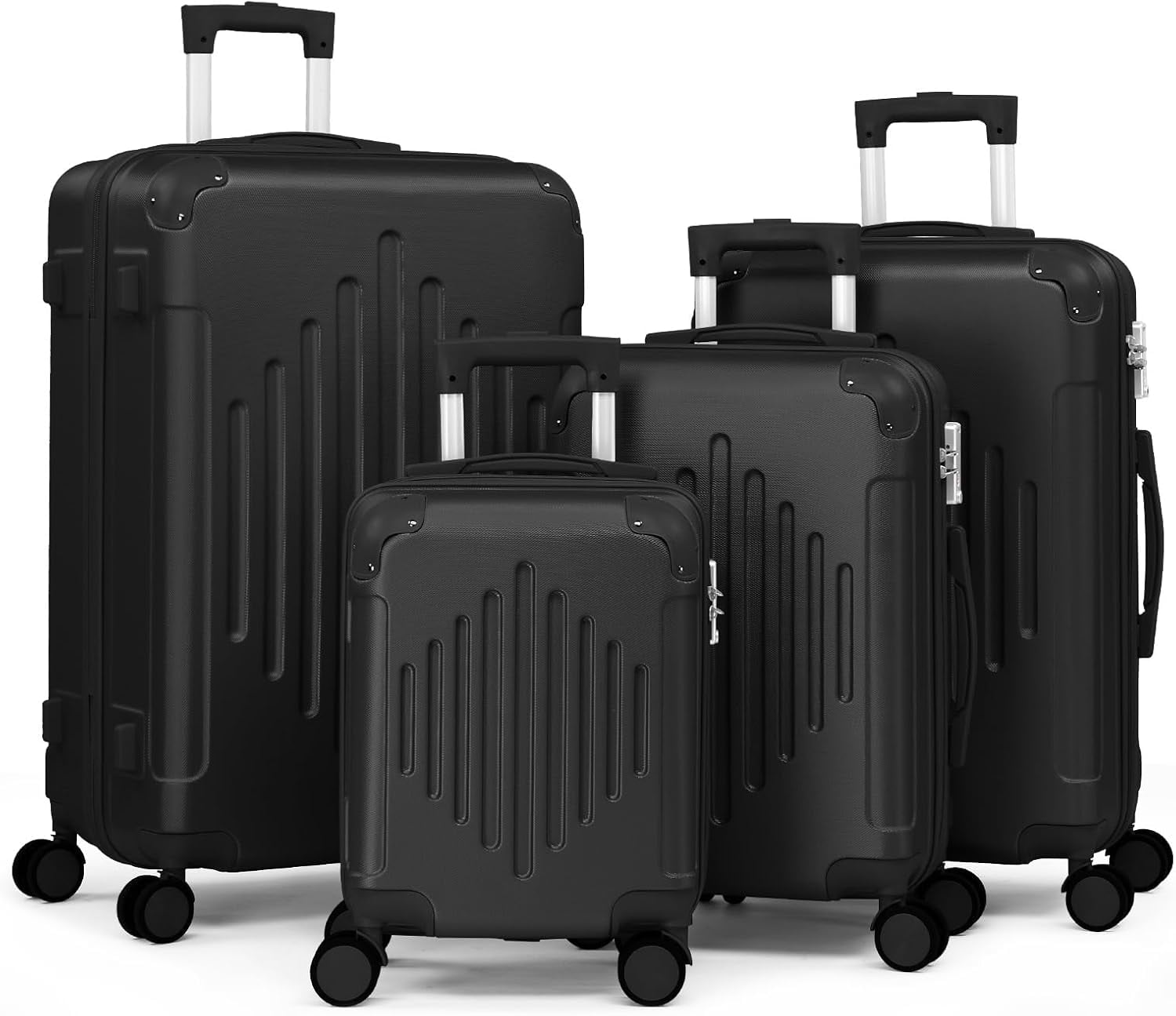 Luggage Set 4 Piece Suitcase Sets with Lock Moulded Corner 4 Spinner ...