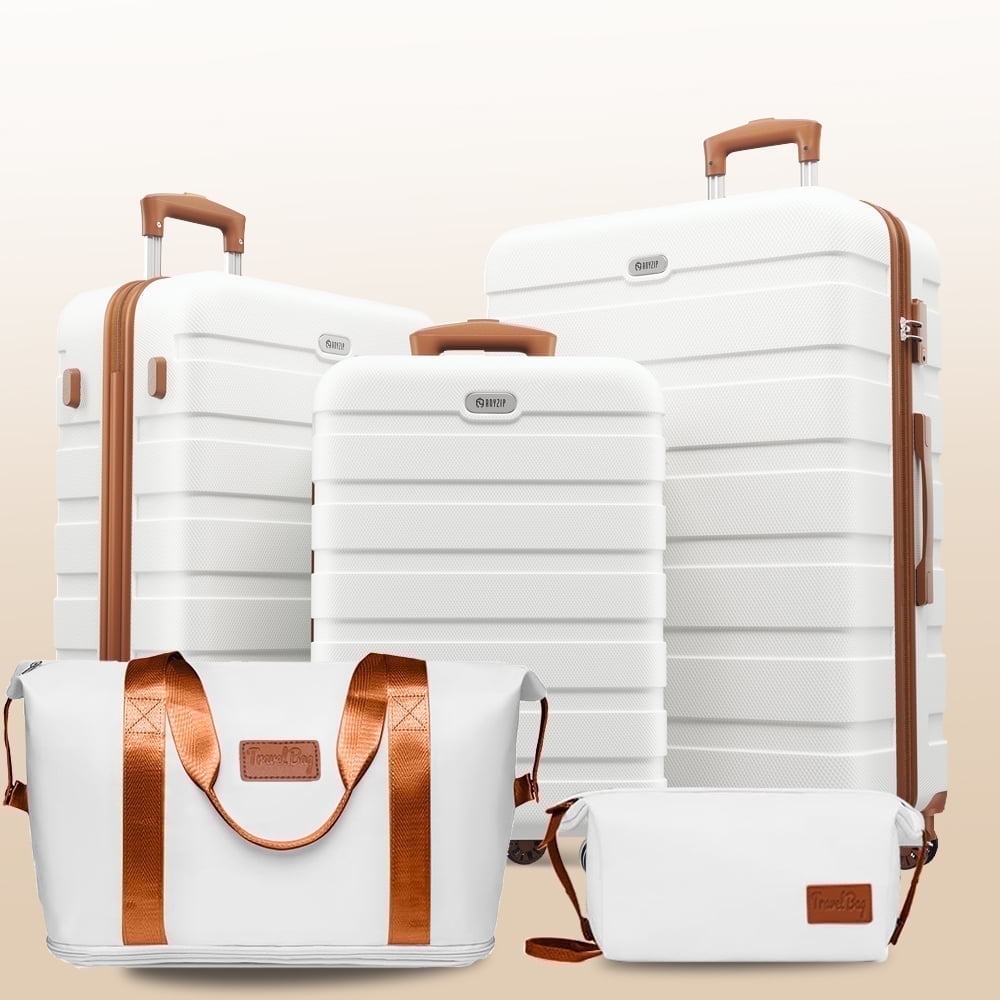 Luggage Set 5 Piece,PC ABS Lightweight Hardside Suitcases with TSA Lock ...