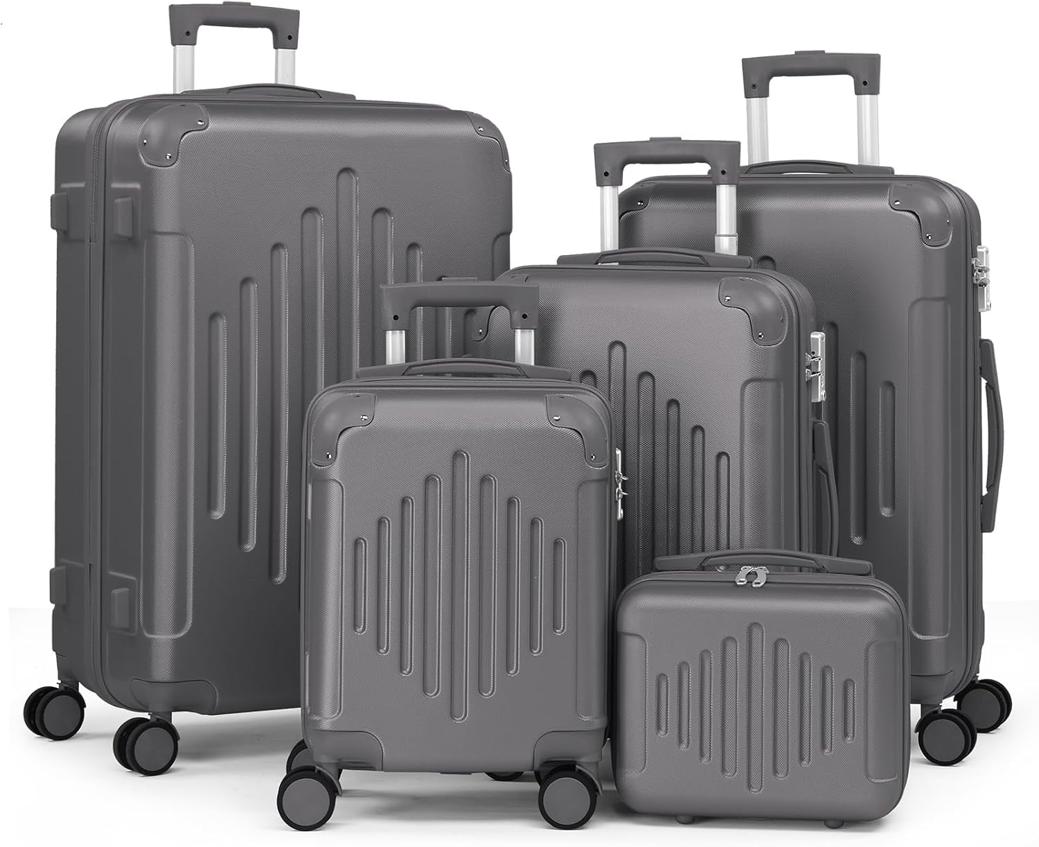 Luggage Set 5 Piece Suitcase Sets with TSA Lock Moulded Corner 4 ...