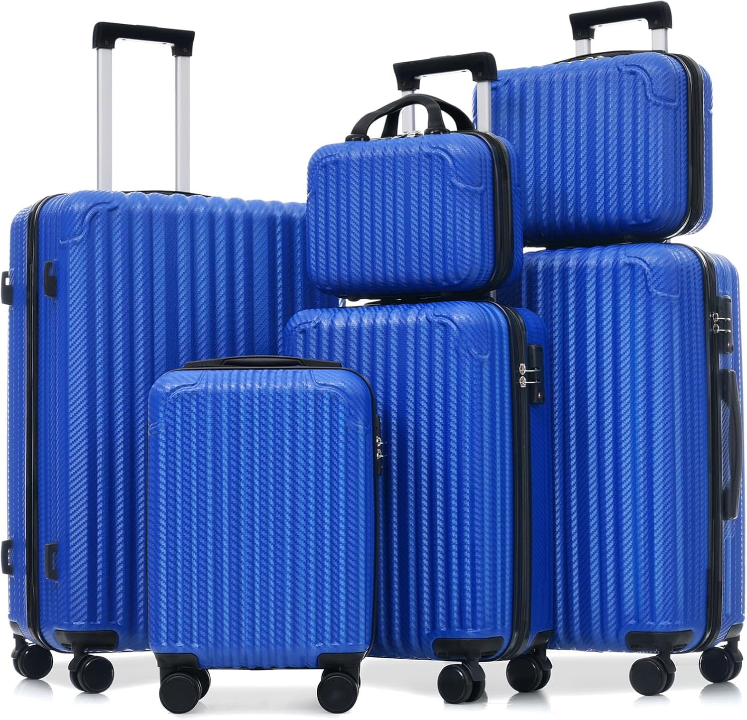 Luggage Set 6 count, Lightweight ABS Hardshell Suitcases with Spinner ...