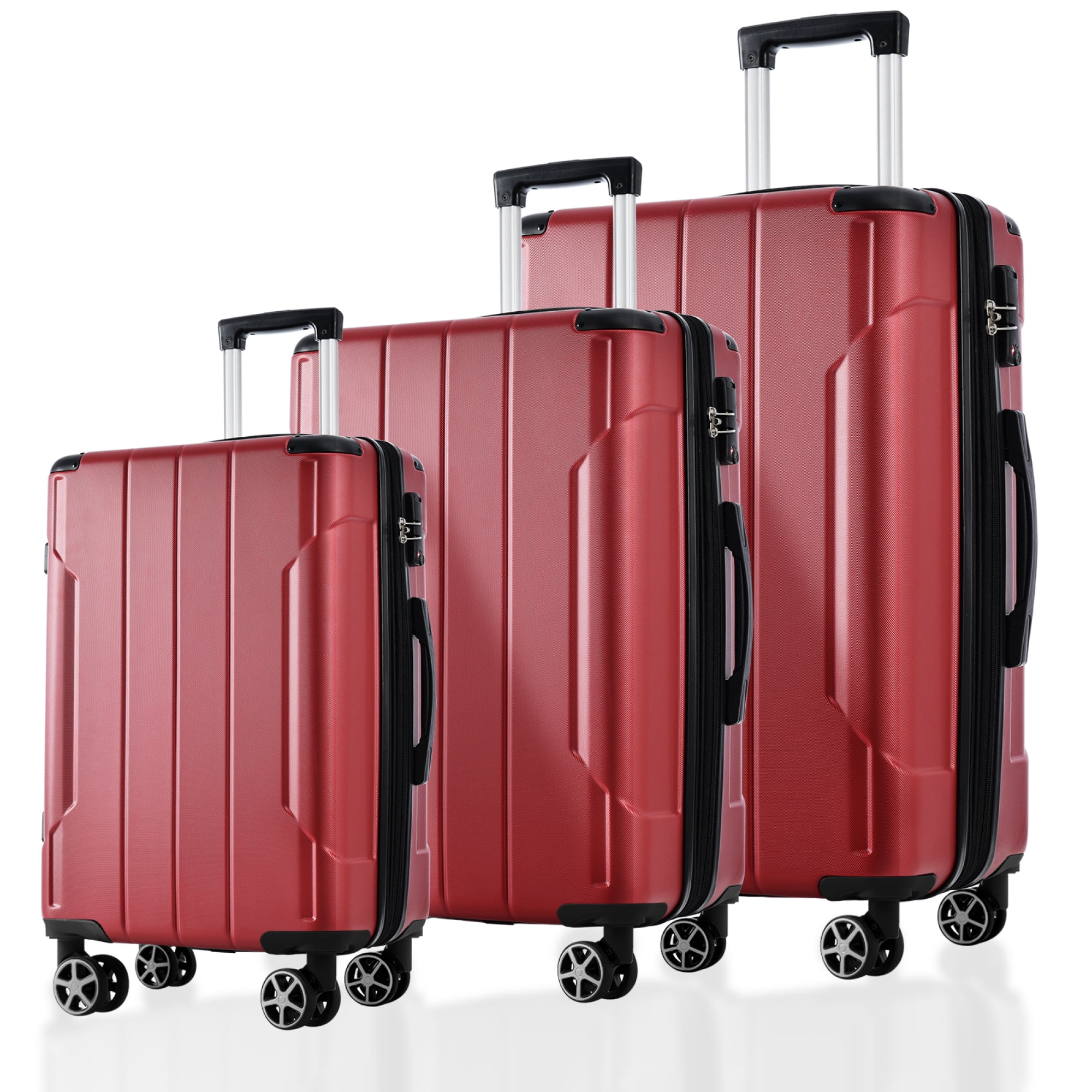 Luggage Sets 3 Piece, Expandable Hard shell ABS Suitcases with Double ...