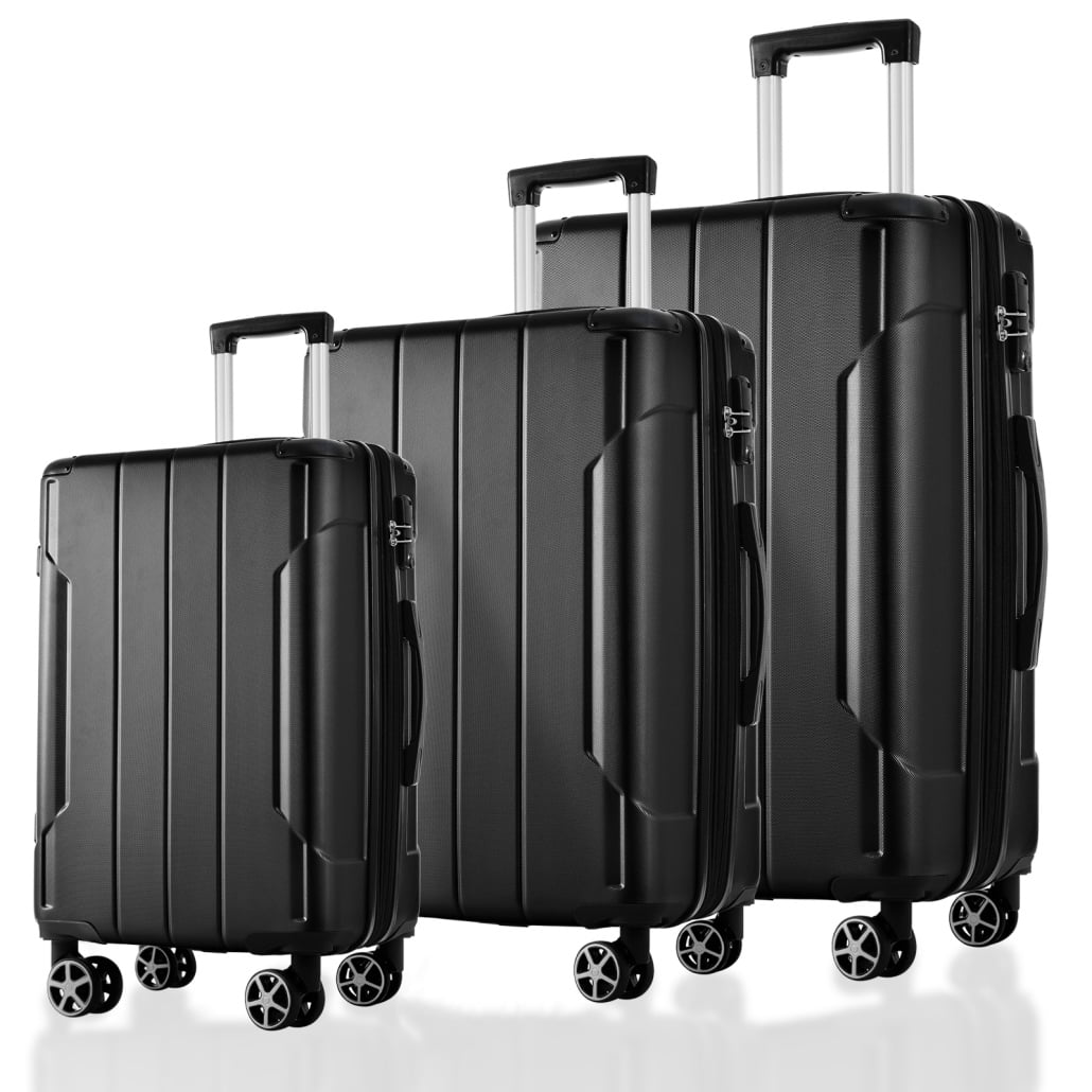 Luggage Sets 3 Piece, Hard Shell ABS Suitcases with Double Spinner ...