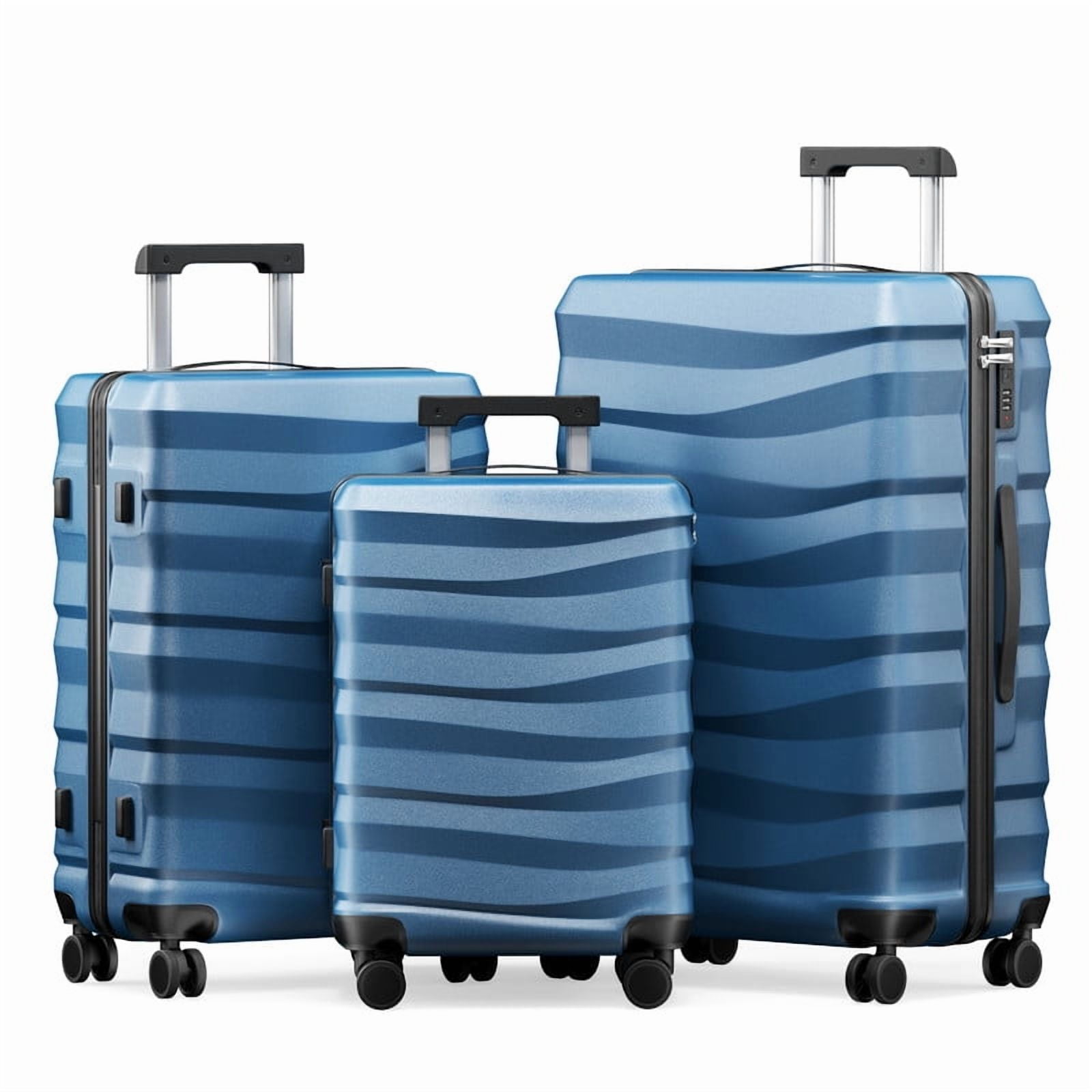 Luggage Sets 3 Piece Lightweight Luggage with Spinner Wheels ABS Travel ...