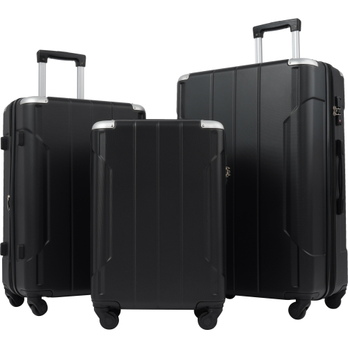 Luggage Sets 3 Piece PC ABS Hardside Lightweight Suitcase with 4 ...