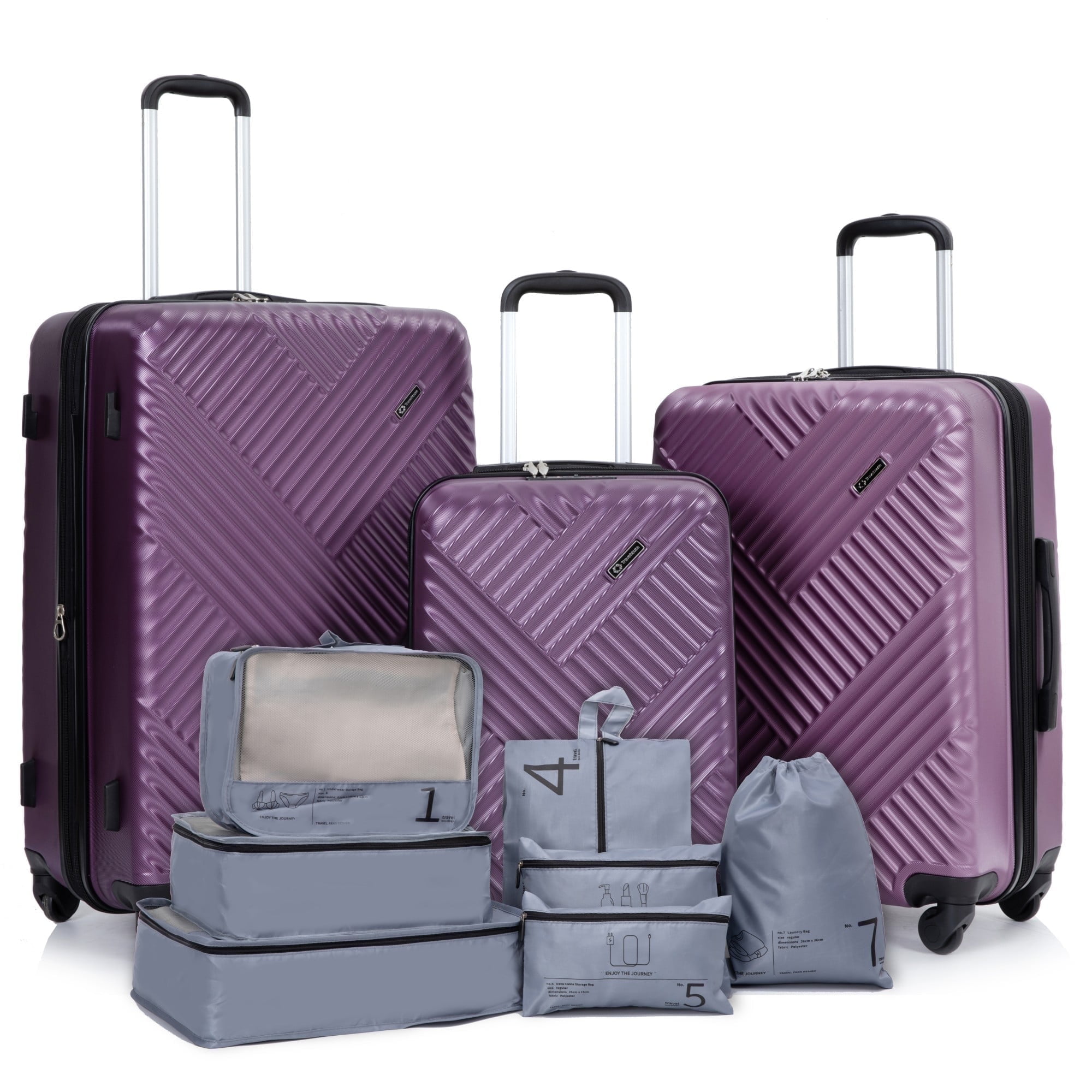 Luggage Sets 3 Piece Travel Suitcase Set with 7PCS Organizer Bags ...
