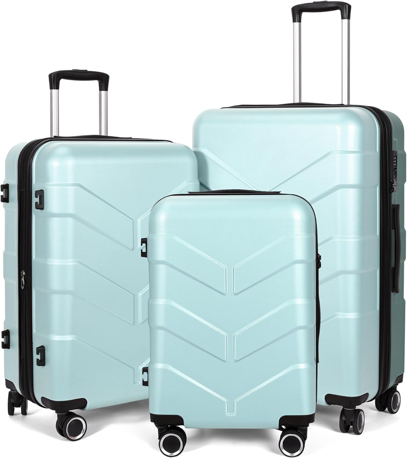 Sets 3 Piece with Spinner Wheel, Hardside Suitcase Set with TSA Lock ...