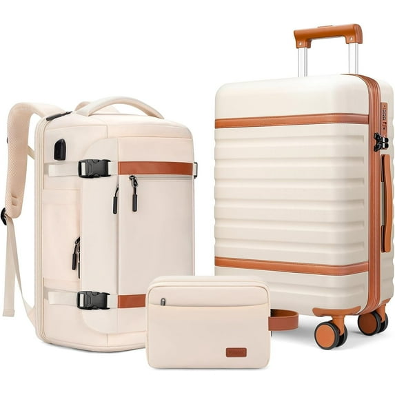 Luggage Sets 3 count with Spinner Wheels, Lightweight PC Hardside ...