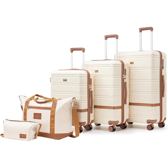 Luggage Sets 3 count with spinner wheels, PC+ABS Hard Shell Travel ...