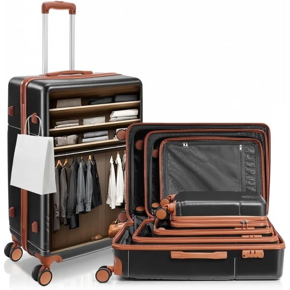 Luggage Sets 4 count, 4- Warranty Durable Suitcase Dual-Spinner Wheel ...