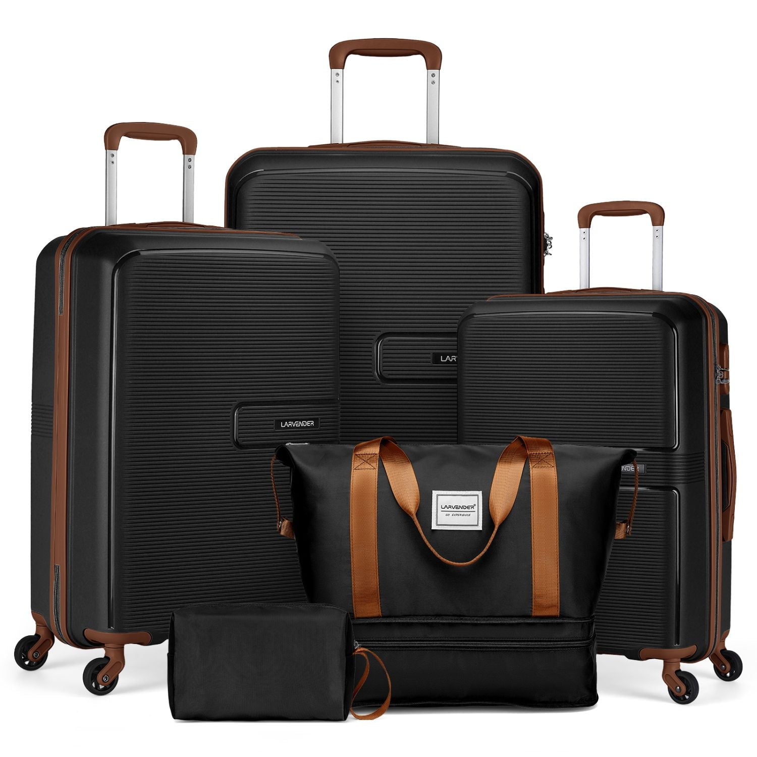 Luggage Sets 5 Piece, Expandable Luggage Hardside PP Suitcase Sets with ...