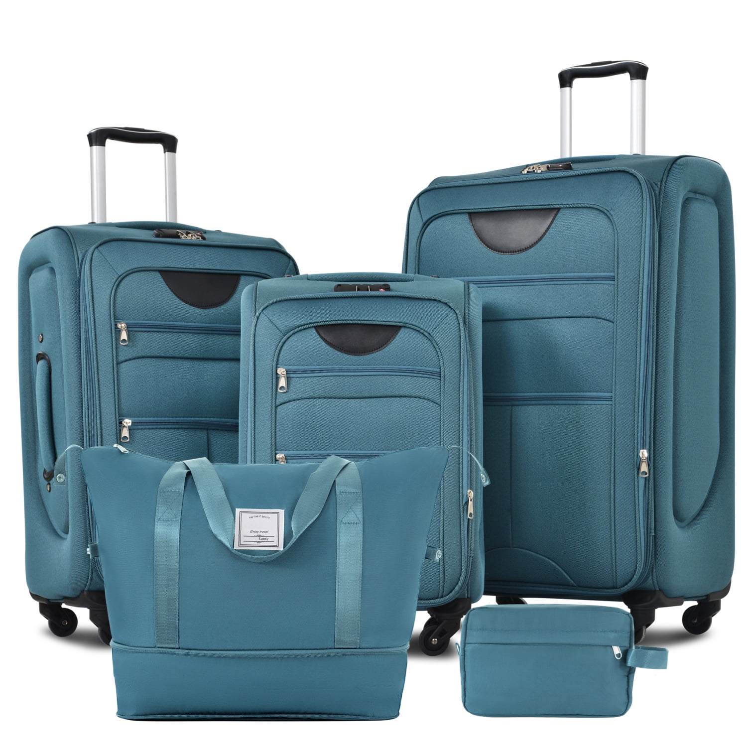 Luggage Sets 5 Piece Suitcase Set, Softshell Lightweight Carry on ...