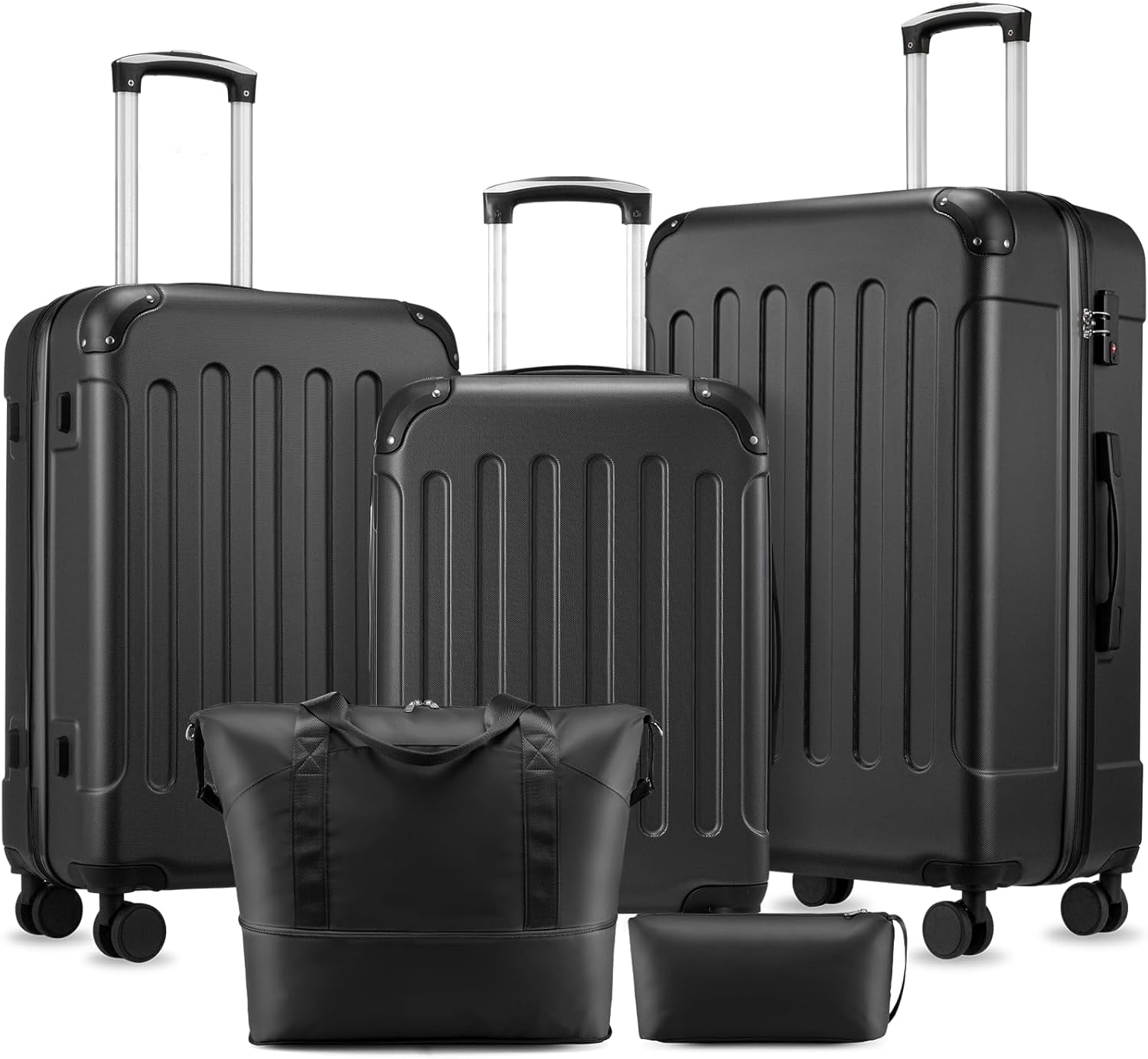 Luggage Sets 5 count, Hardside Suitcase with Wheels, TSA Approved ...