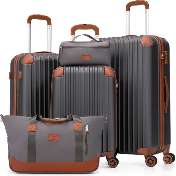 Luggage Sets 5 count Suitcases with Wheels, Suitcase Set ABS Hard Case ...