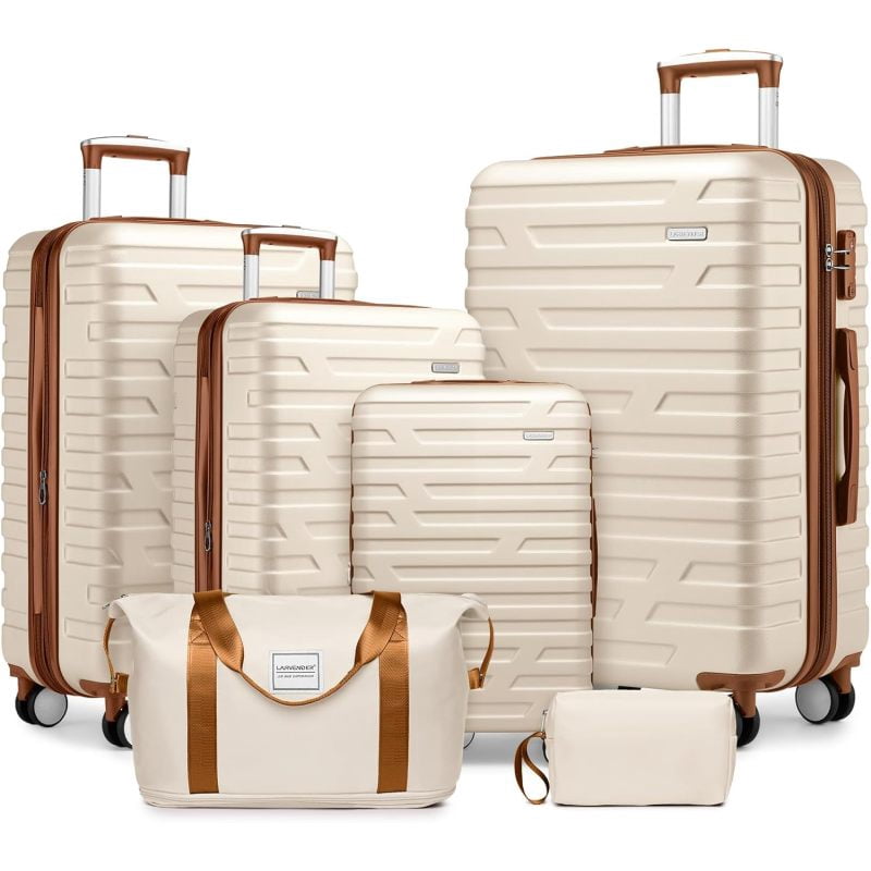 Luggage Sets 6 Piece with Duffel Bags, Hardside Expandable Suitcases ...