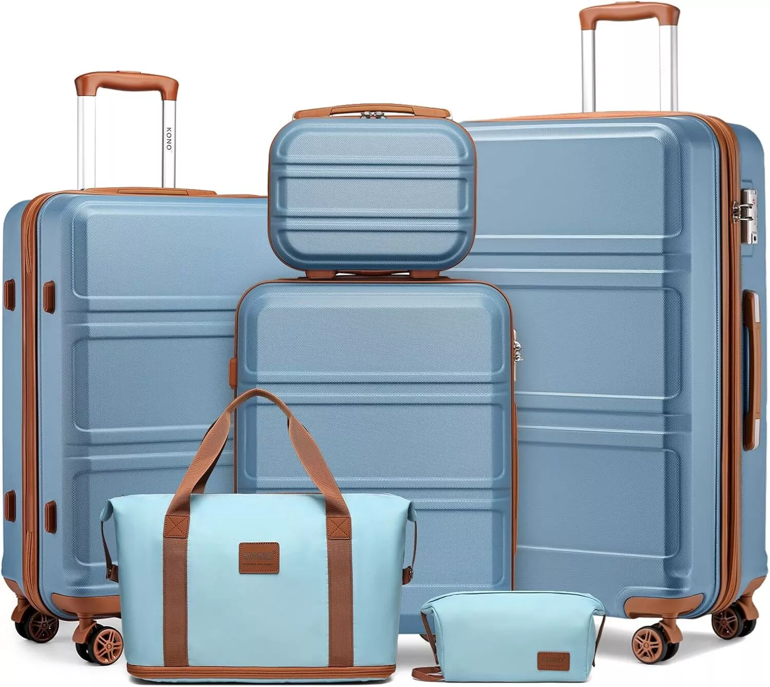 Luggage Sets 6PCS Hard Shell Carry on Suitcase with Spinner Wheels and ...