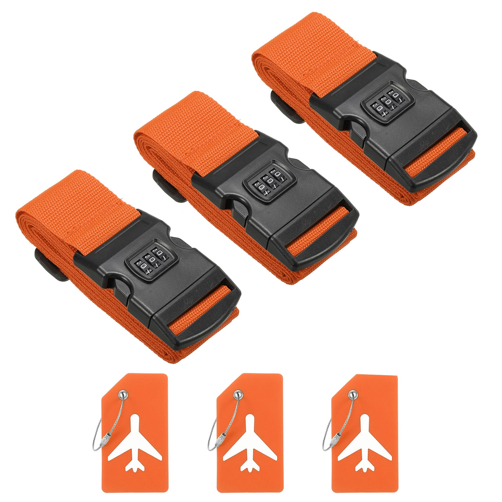 Luggage Strap with Combination Lock Luggage Tag and Loop 78"x2", 3 Set ...