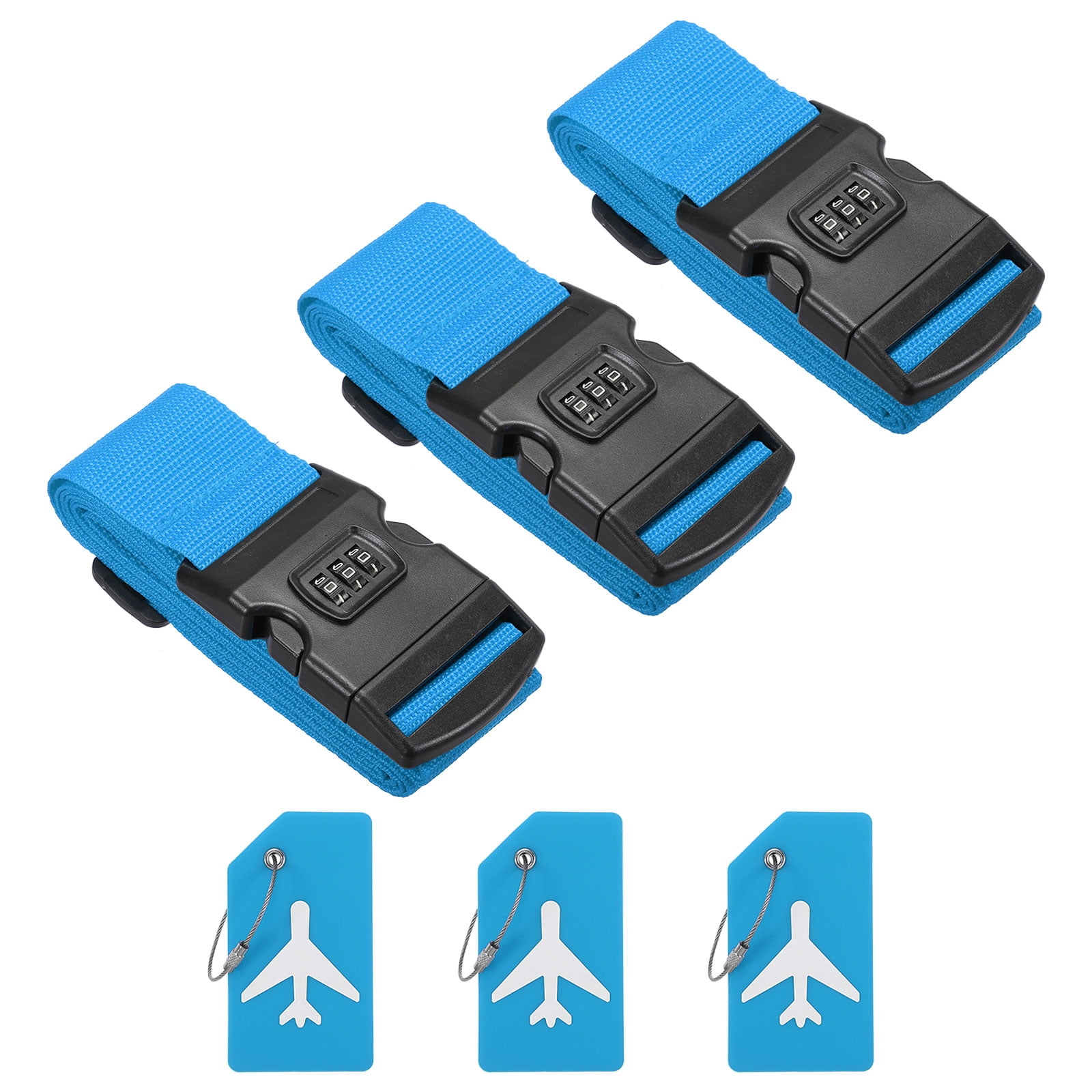 Luggage Strap with Combination Lock Luggage Tag and Loop 78"x2", 3 Set ...