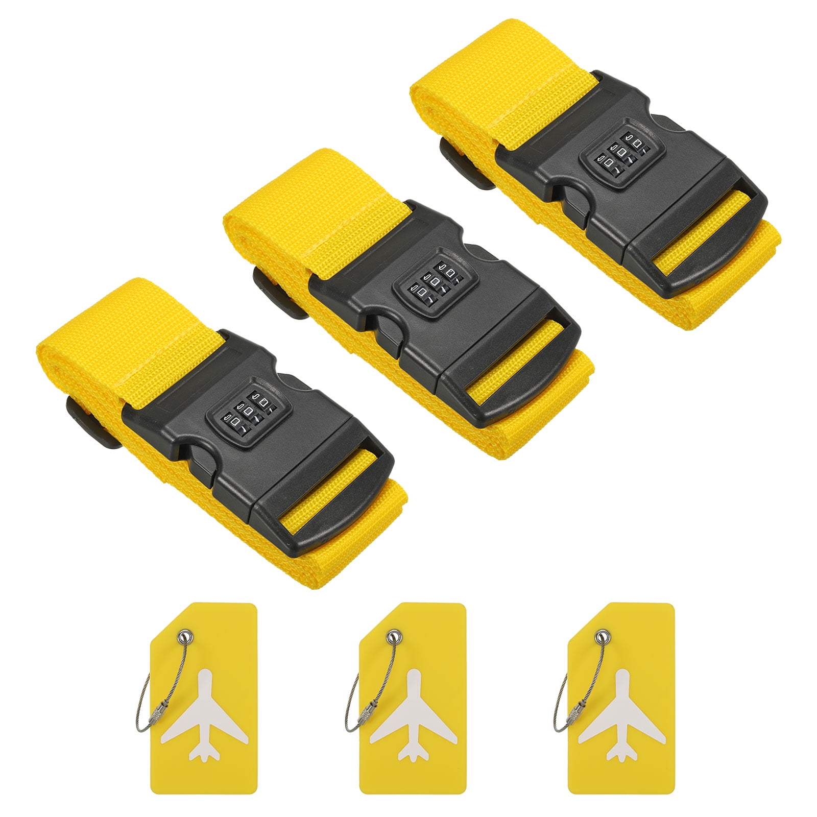 Luggage Strap with Combination Lock Luggage Tag and Loop 78"x2", 3 Set ...