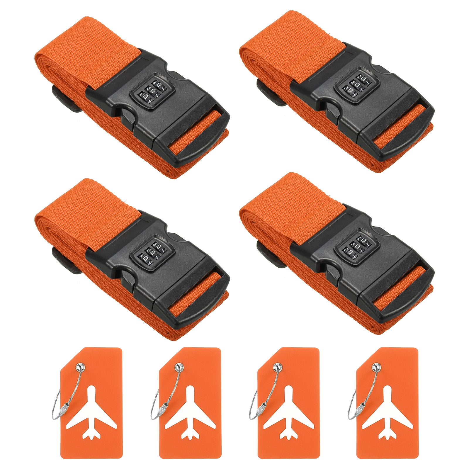 Luggage Strap with Combination Lock Luggage Tag and Loop 78"x2", 4 Set ...