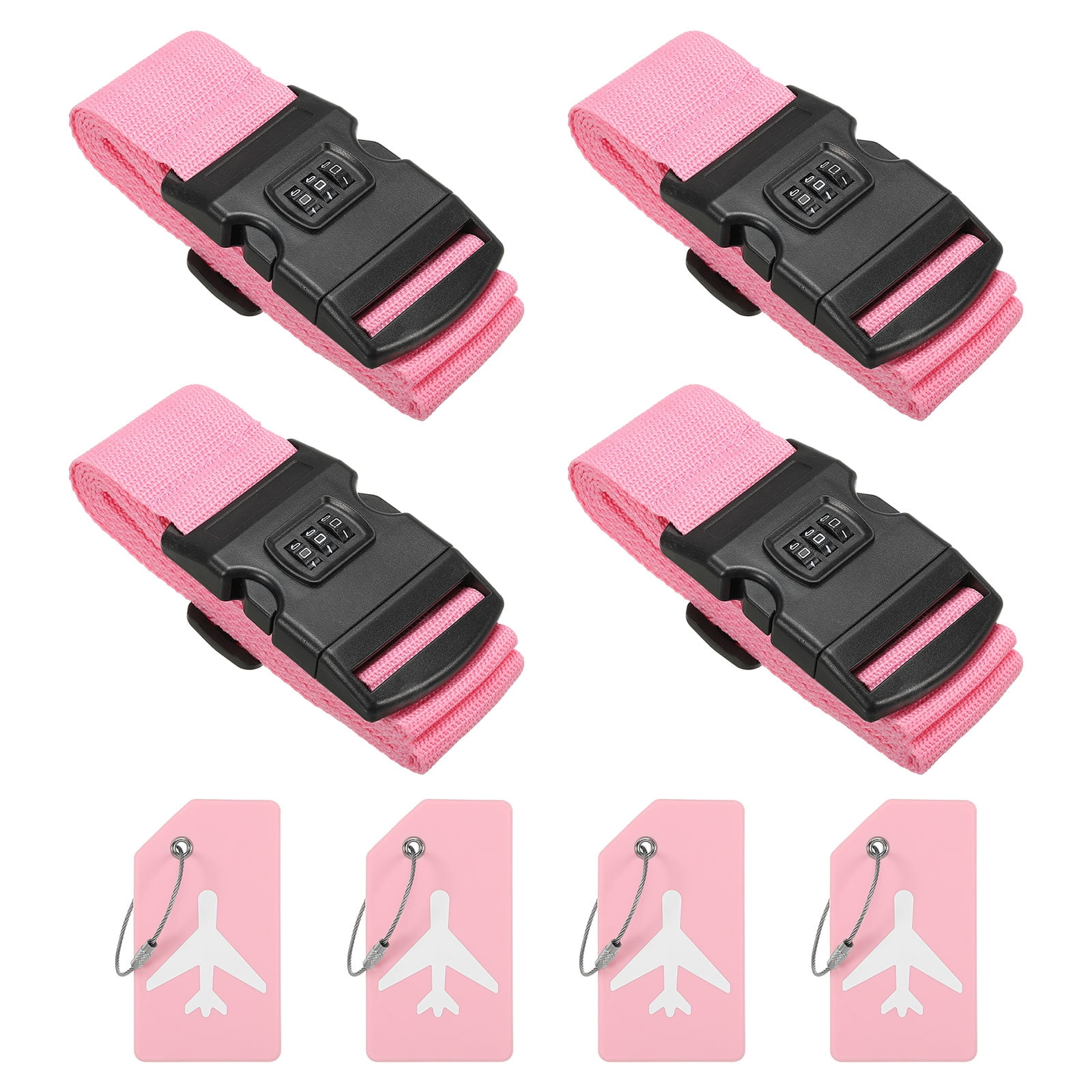 Luggage Strap with Combination Lock Luggage Tag and Loop 78"x2", 4 Set ...